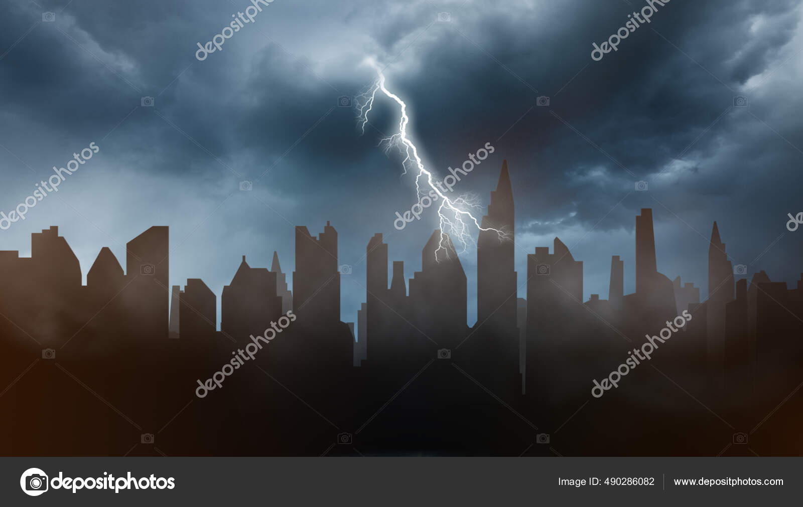 Rain Storm Doing Flood Blackout City Stock Photo by ©varuna 490286082