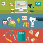 Set of modern flat design icons on design development theme Stock ...