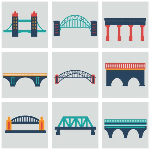 Bridges icons set — Stock Vector © royalty #50301359