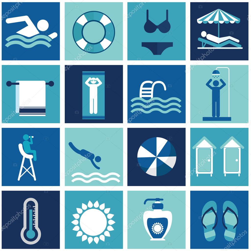 Swimming Pool, modern flat icons Stock Vector Image by ©royalty #53461489