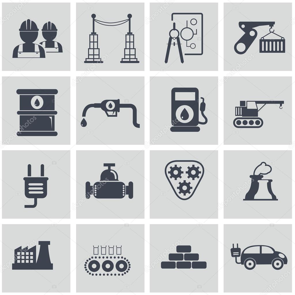 Industry, energy and construction icons set, industrial and engineering ...