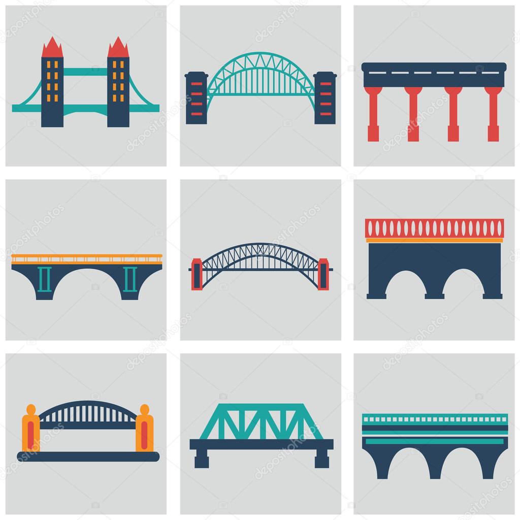 Vector isolated bridges icons set — Stock Vector © royalty #53462719 Vector isolated bridges icons set — Stock Vector © royalty #53462719