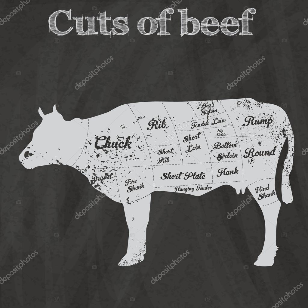 Illustration of Beef Cuts Chart (cow) — Stock Vector © royalty #55038737