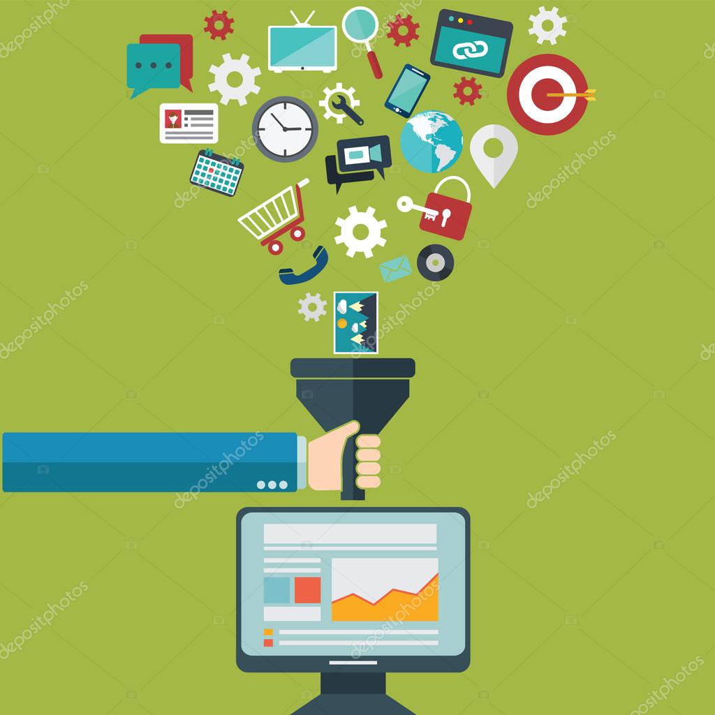 Flat Design Illustration Concepts For Creative Process Big Data Filter