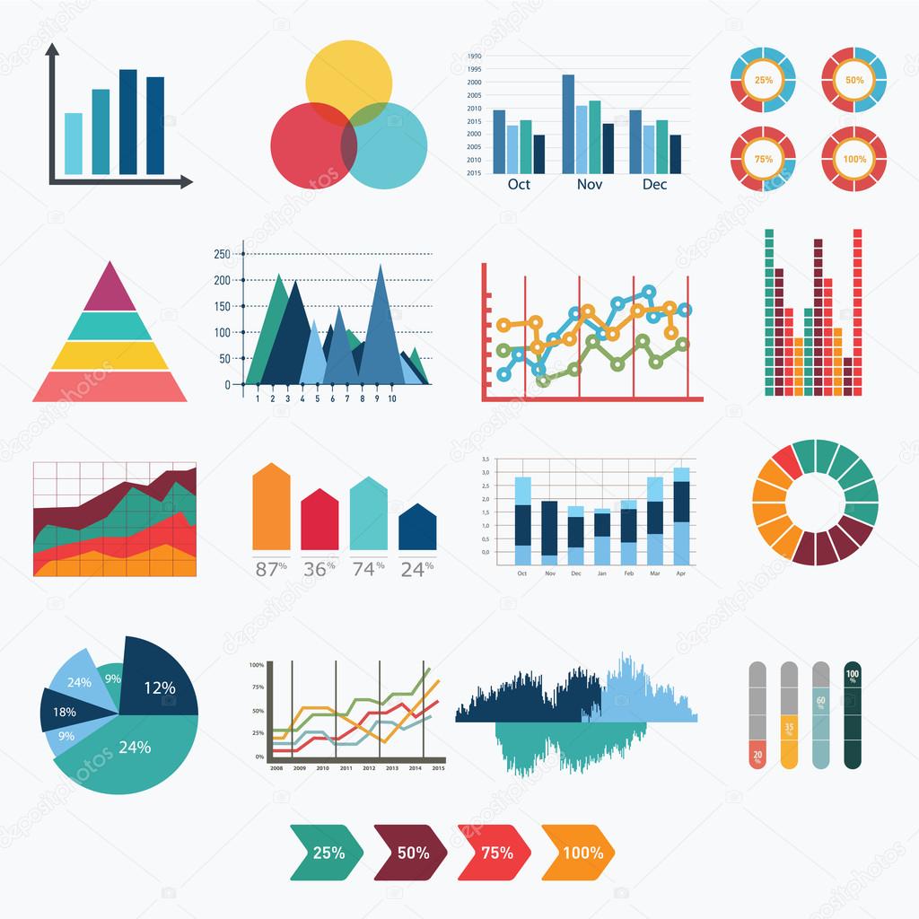Business charts icons set Stock Vector by ©royalty 66049333