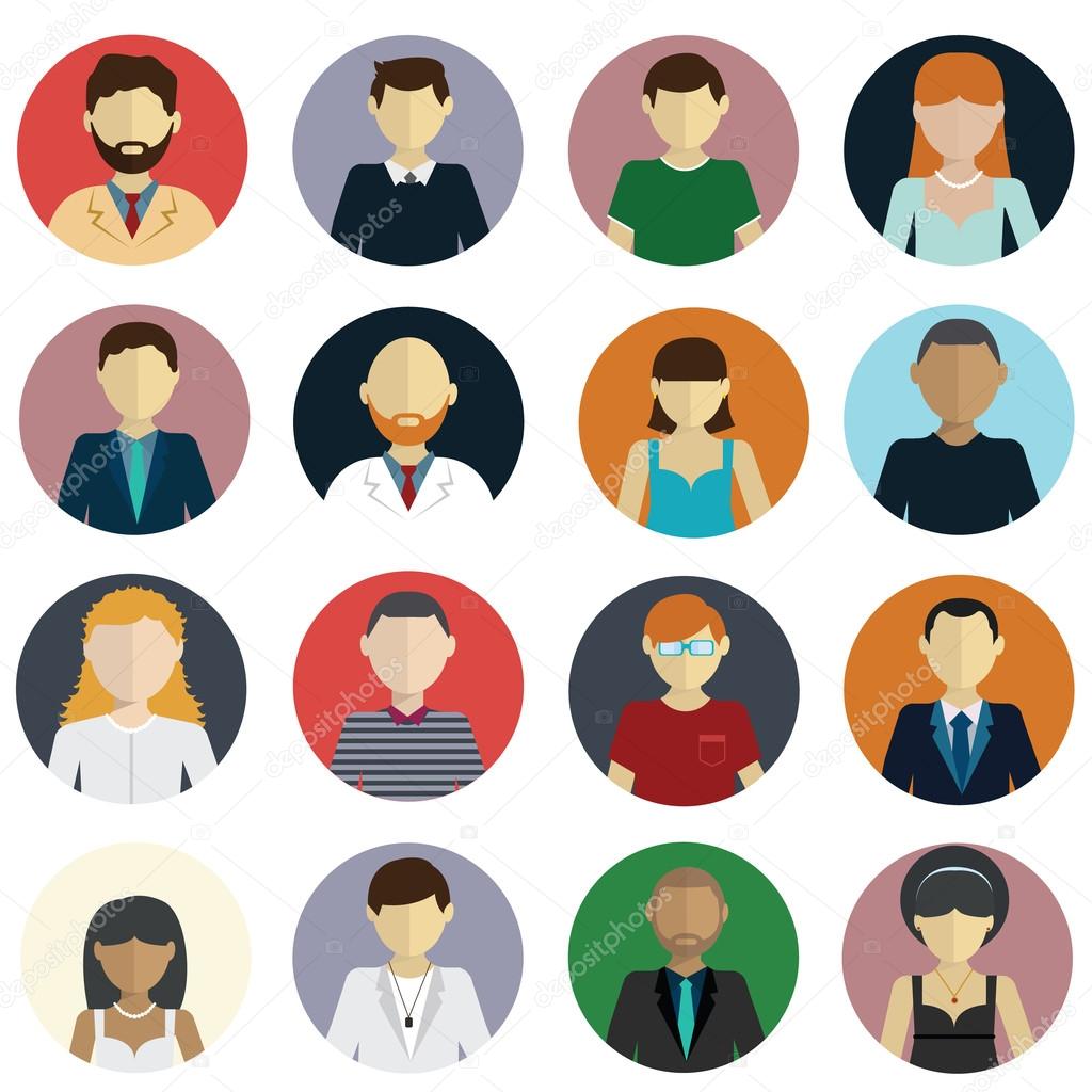 Set of avatar flat design icons Stock Vector Image by ©royalty #81091936