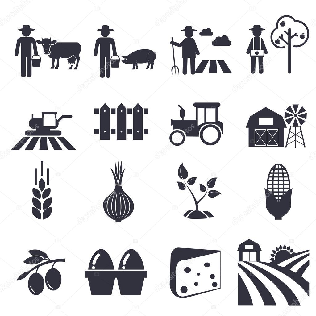 Conjunto de iconos de agricultura vector, gráfico vectorial © royalty ...