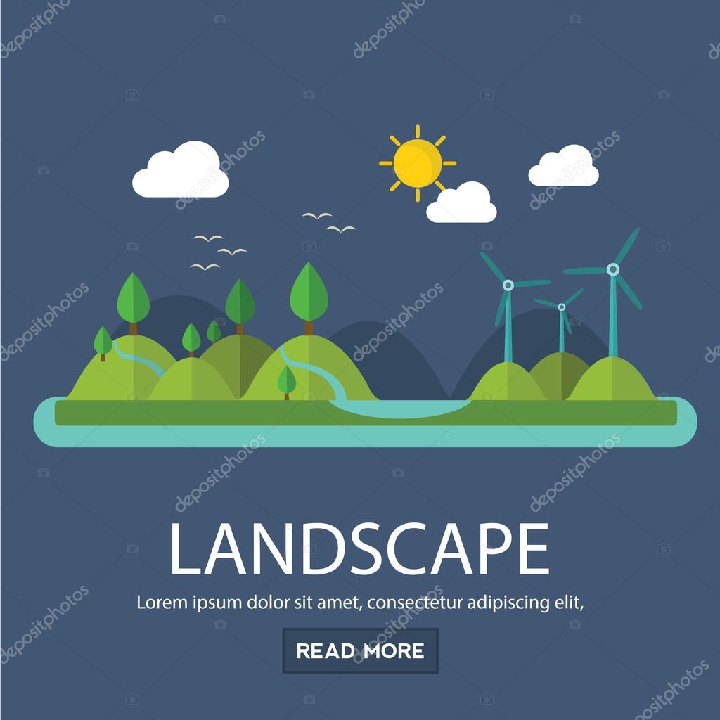 Flat design nature landscape Stock Illustration by ©royalty #81093078