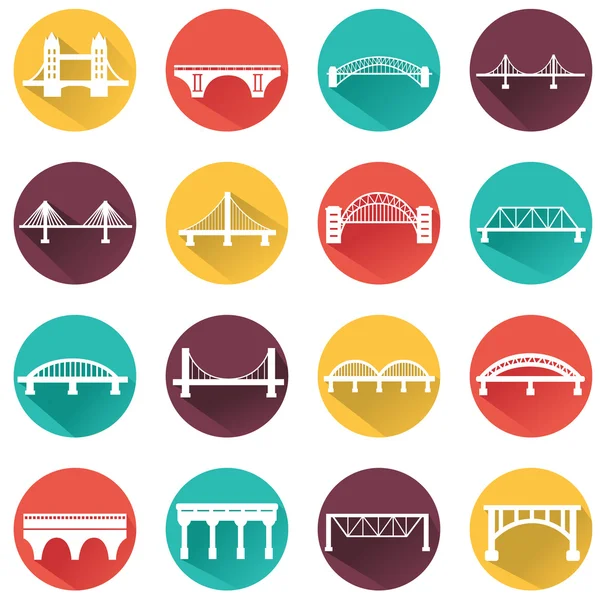 Vector colorful bridges big icons set with long shadow Stock Vector ...