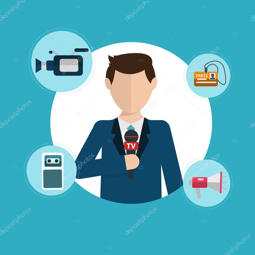 Journalism press news reporter. — Stock Vector © royalty #83364668