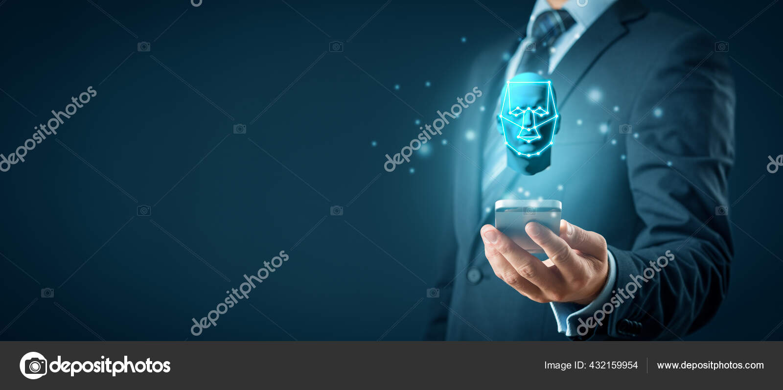 Smart Phone Face Detection Identification Concept Facial Recognition ...