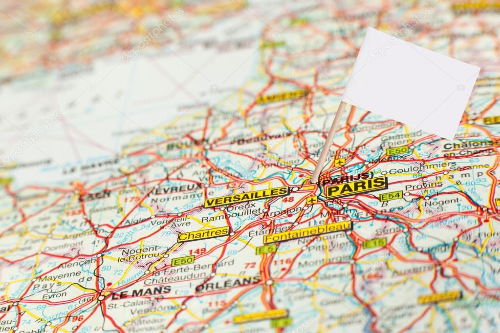 Map paris with white flag marker Stock Photo by ©twixx 64225075