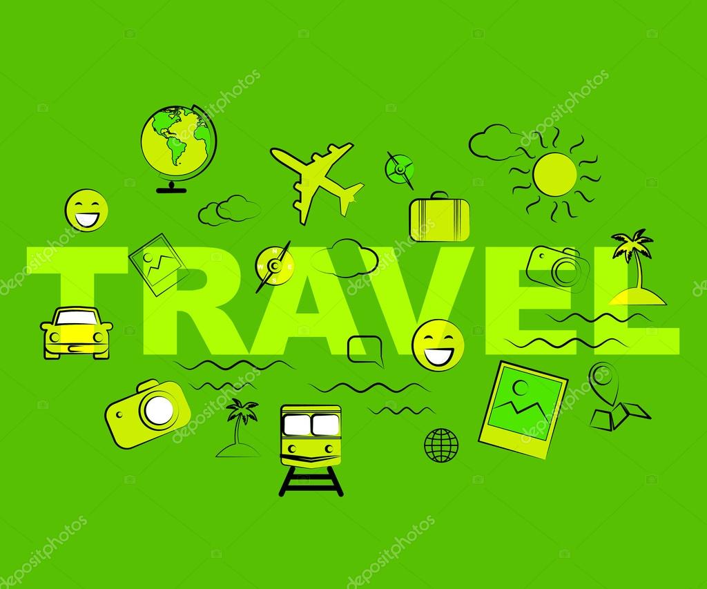 Travel Icons Represent Exploring Voyage Tours And Journeys Stock ...