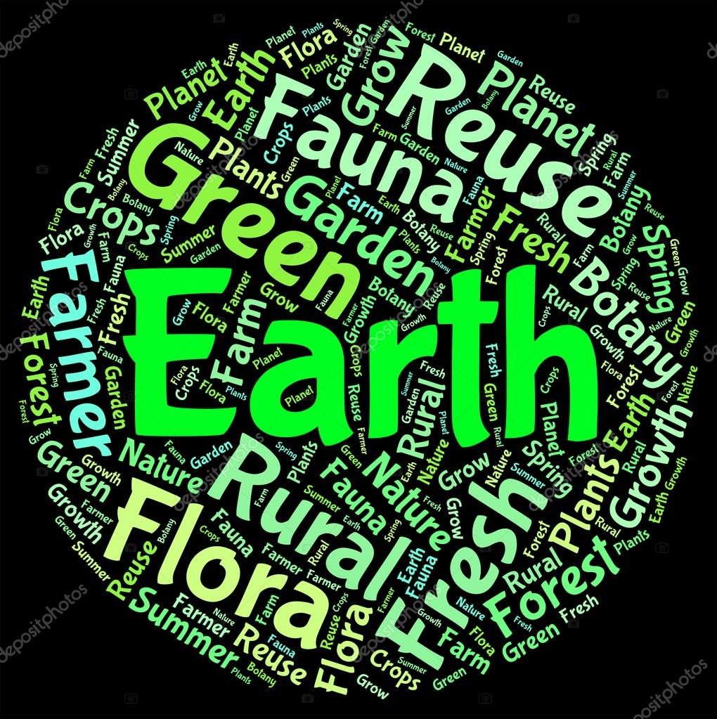 Earth Word Cloud Represents Eco Friendly And Conservation — Stock Photo ...