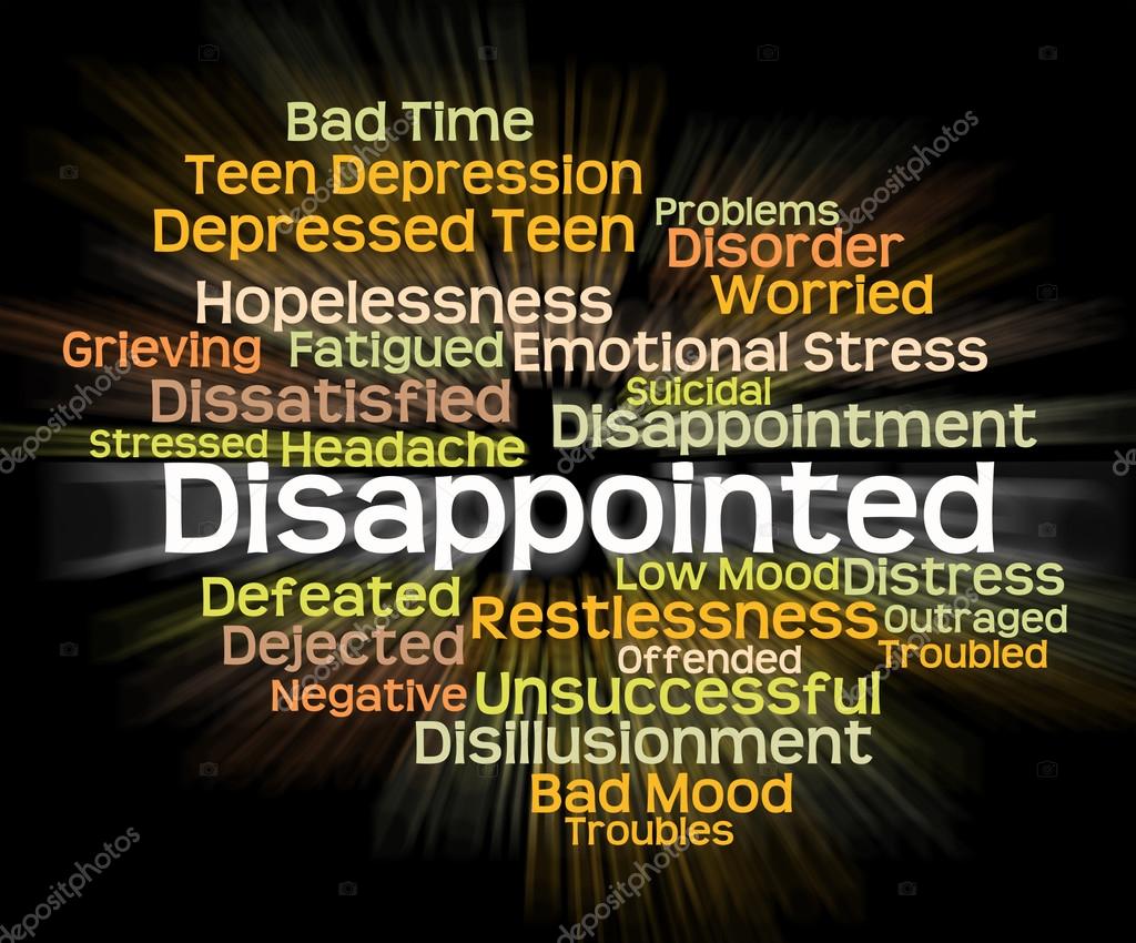 Disappointed Word Represents Let Down And Chagrined — Stock Photo ...