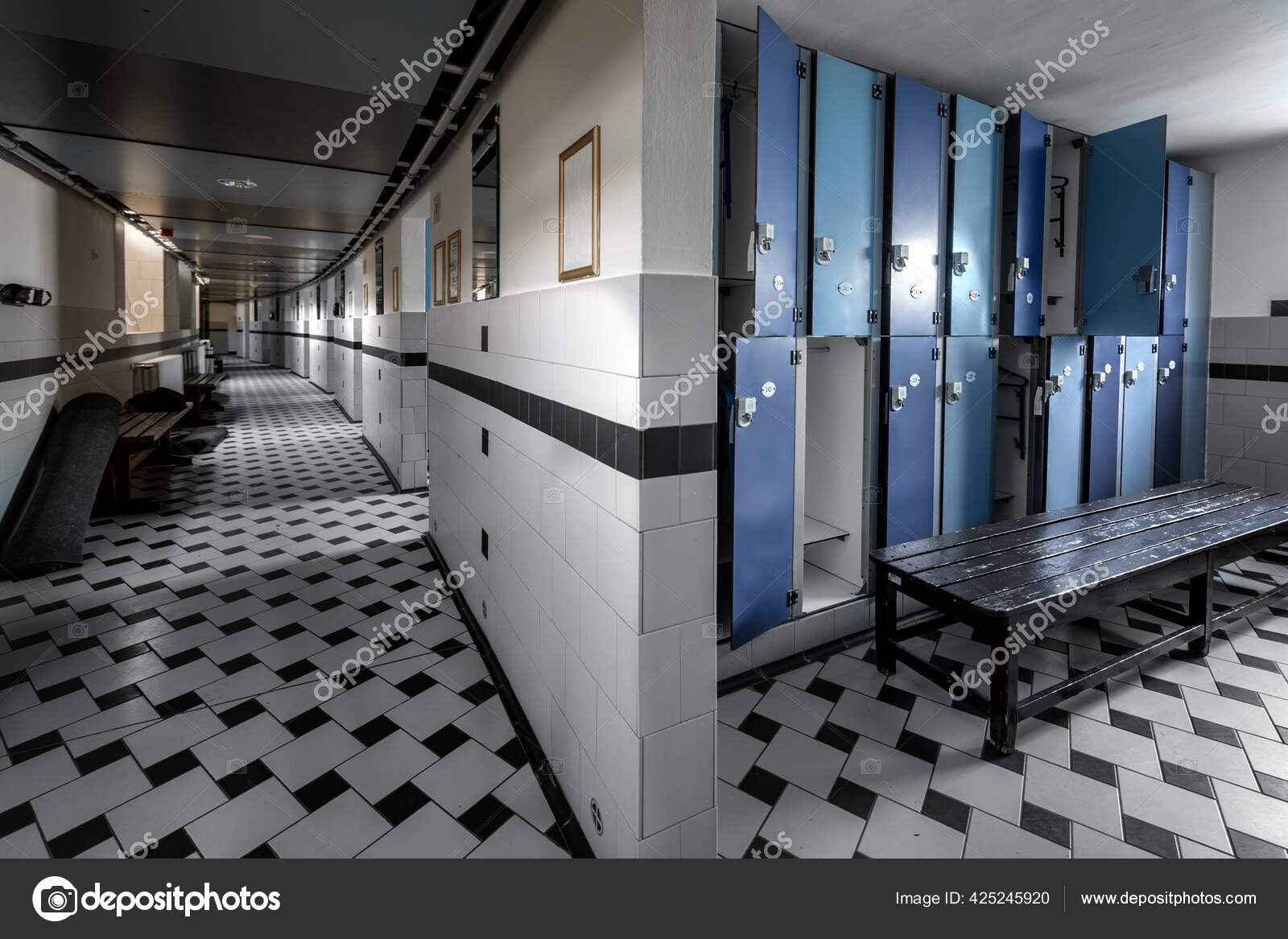 Locker room with modern new lockers Stock Photo by ©svedoliver 425245920
