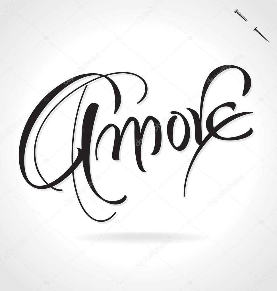 AMORE (Love in Italian) hand lettering, vector illustration. Hand drawn ...