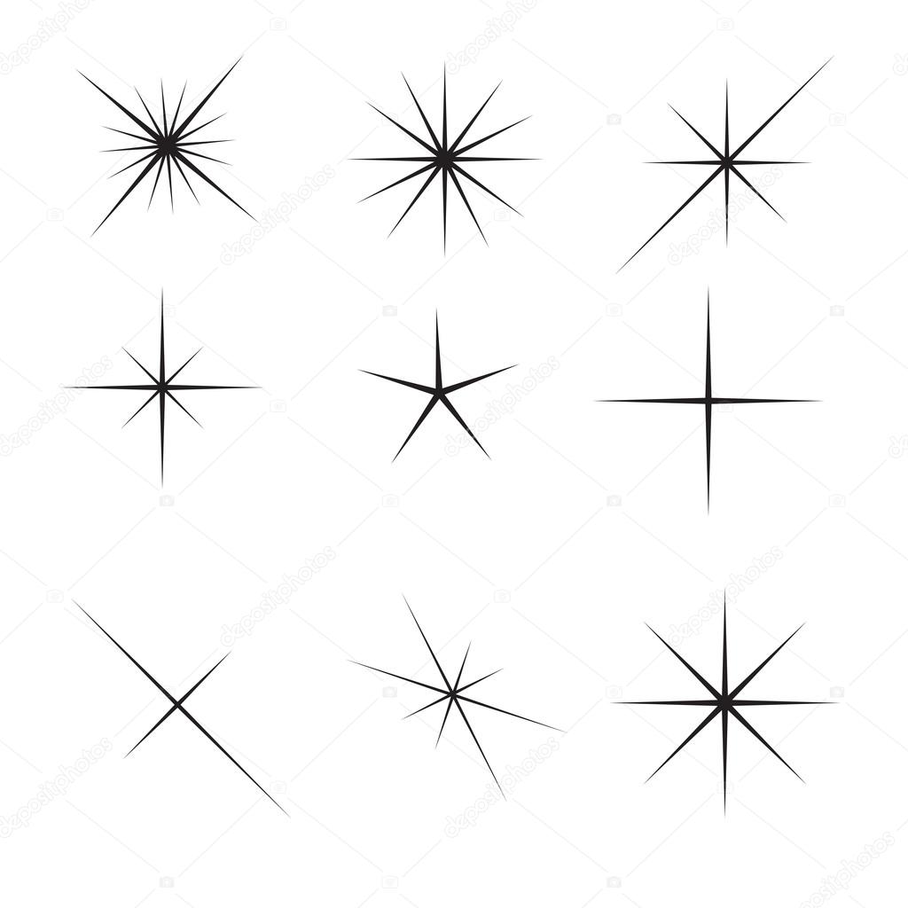 Conjunto de estrellas de luz brillantes con destellos Vector ...
