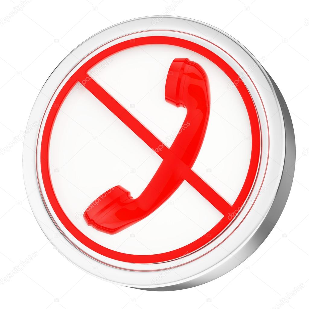 3D phone icon, button, red glossy circle, stop call — Stock Photo ...