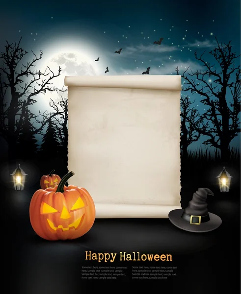 Scary Halloween background with a old paper. Vector. — Stock Vector ...