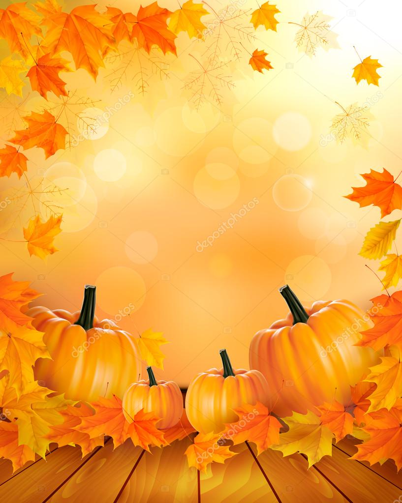 Nature background with autumn leaves and wooden sign Vector Stock ...