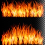 Realistic fire flame vector special effect isolated on transparent ...