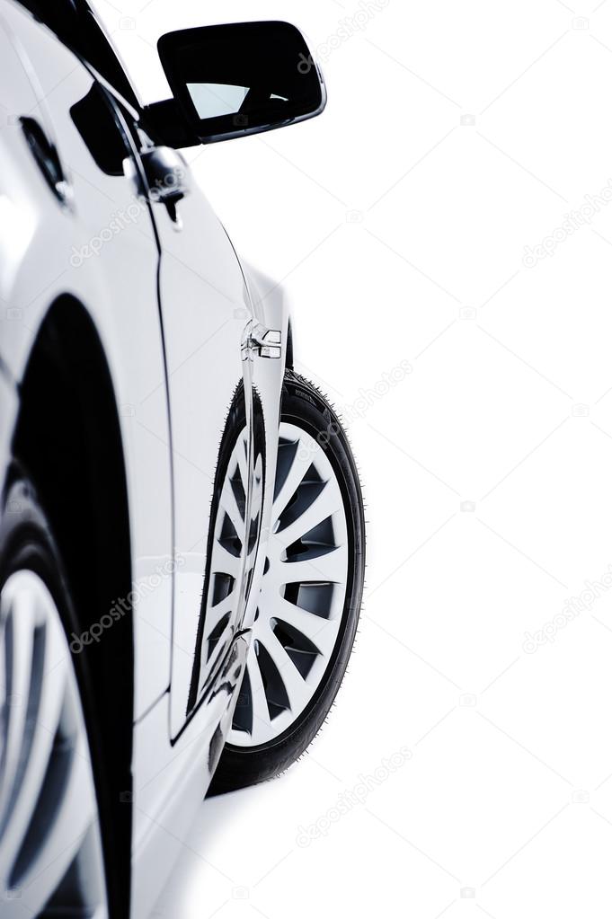 Side of a modern car with alloy sport wheels Stock Photo by ...