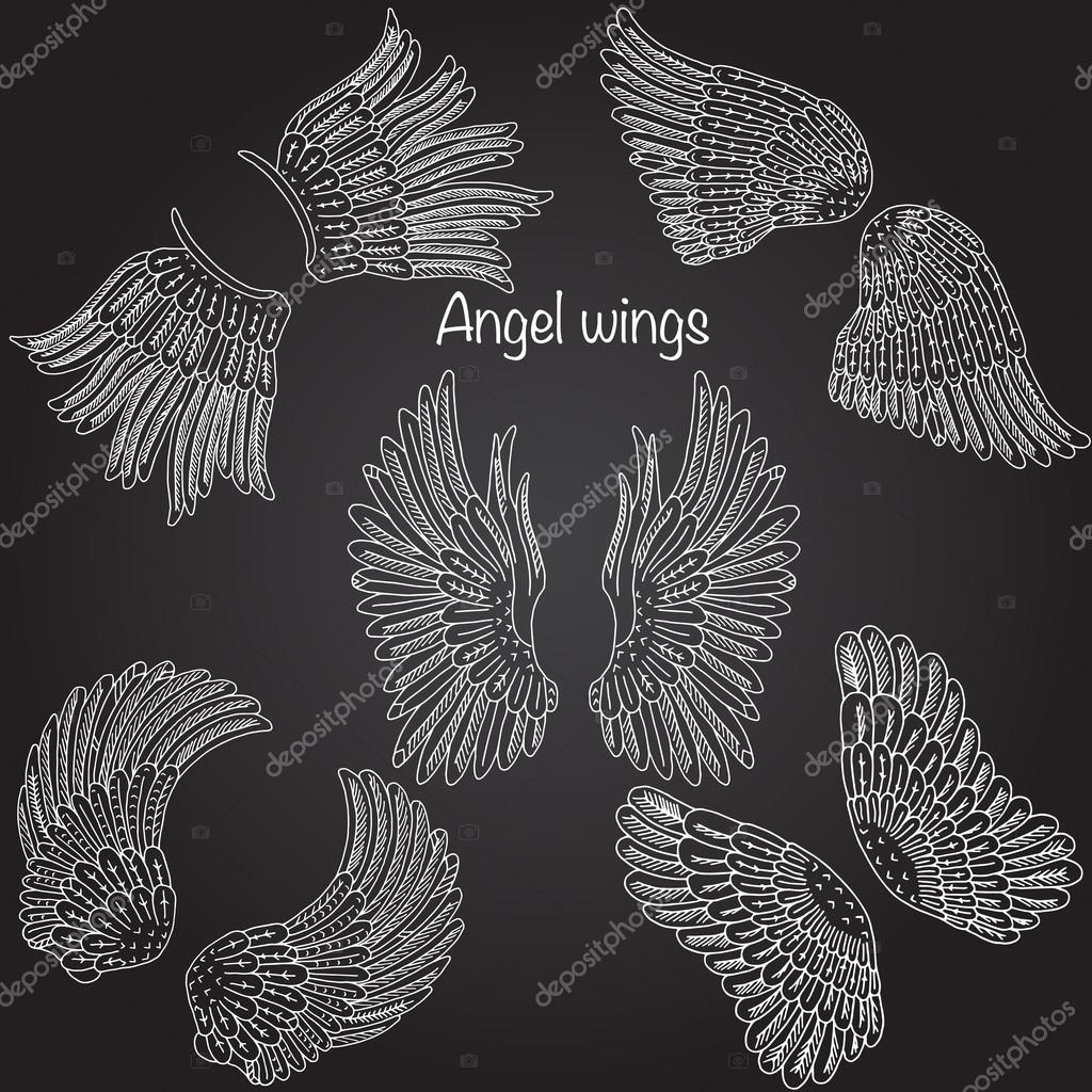 Collection of hand drawn angel wings Stock Photo by ©Smirno 119186066