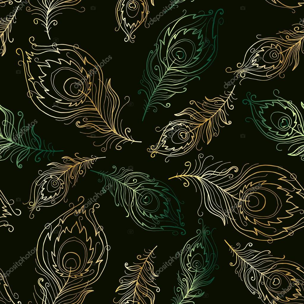 Seamless pattern with peacock feathers — Stock Photo © Smirno #119186340