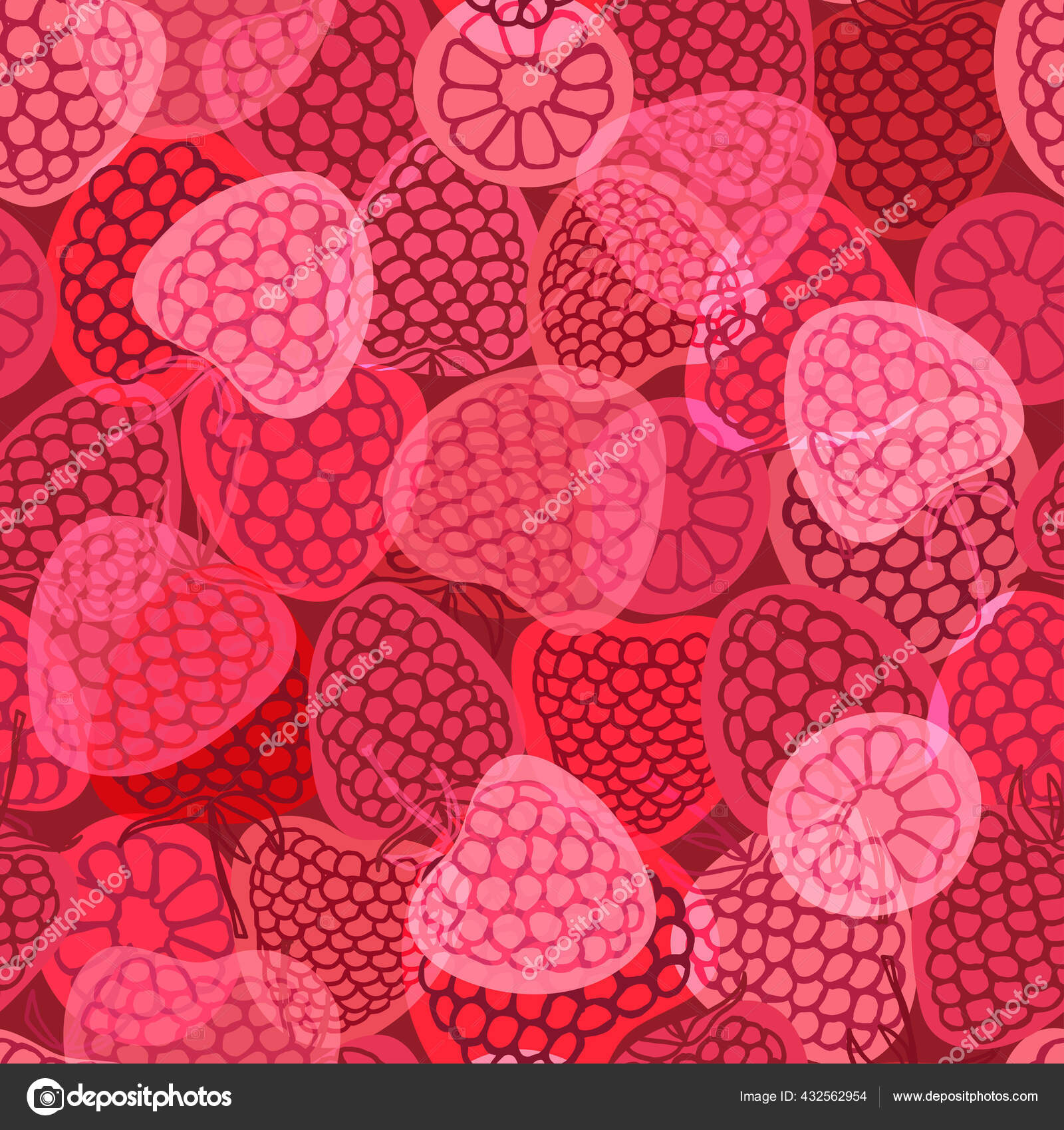 Seamless Raspberry Pattern Vector Wallpaper Stock Vector Image by ...
