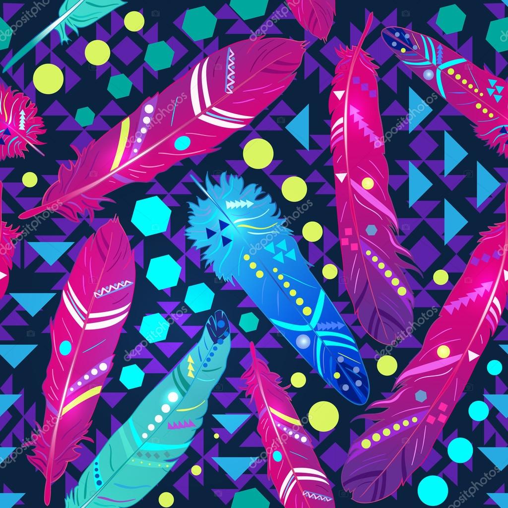 Ethnic style feathers pattern — Stock Photo © Smirno #90916514