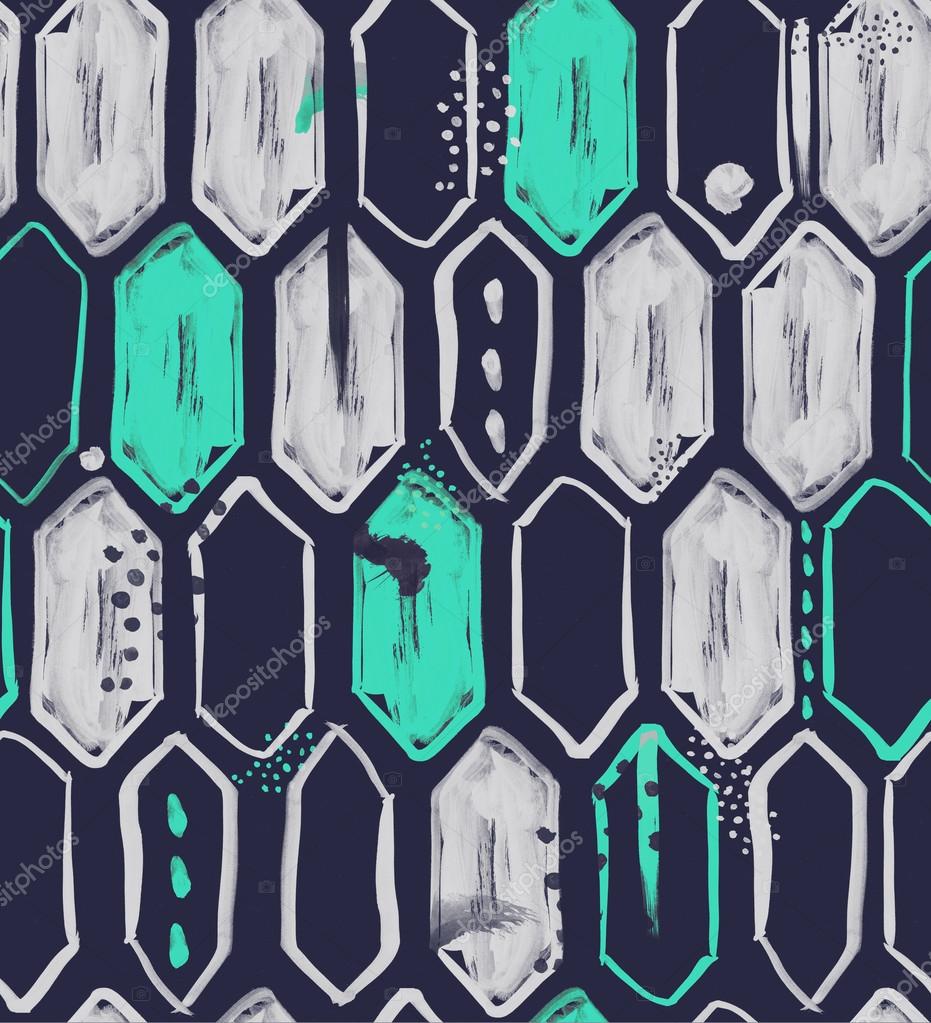 Seamless pattern design with watercolor vertical hexagons Stock Photo ...