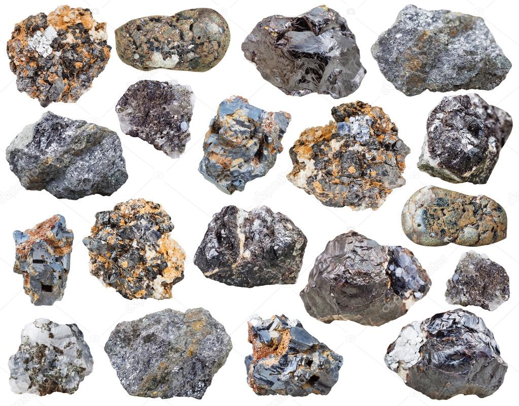 Set of various galenite and sphalerite stones Stock Photo by ©vvoennyy ...