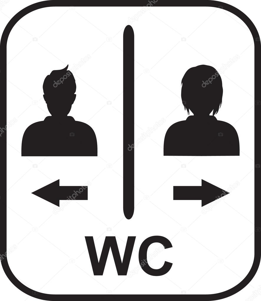 Ícone de sinal WC. Símbolo sanitário. WC masculino e feminino vetor(es ...