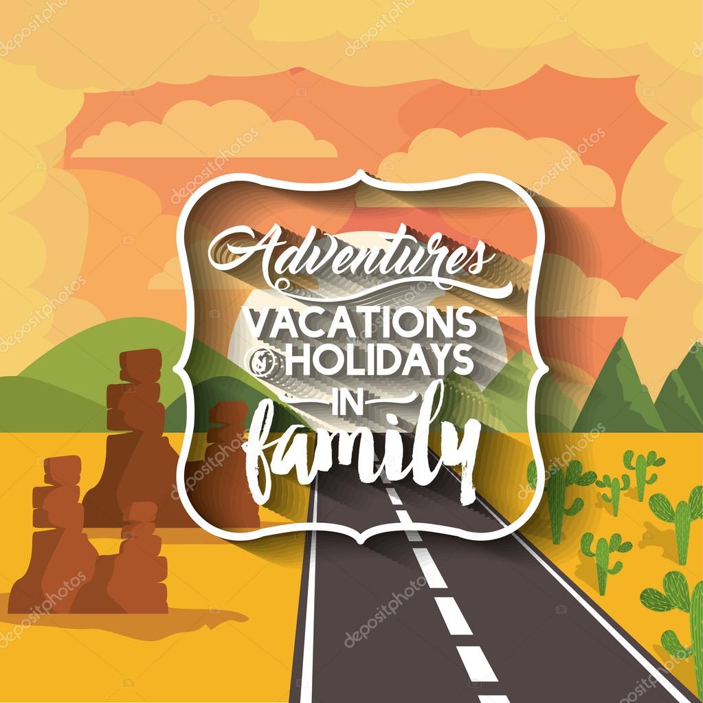 Family holiday message with landscape background isolated icon d Stock ...