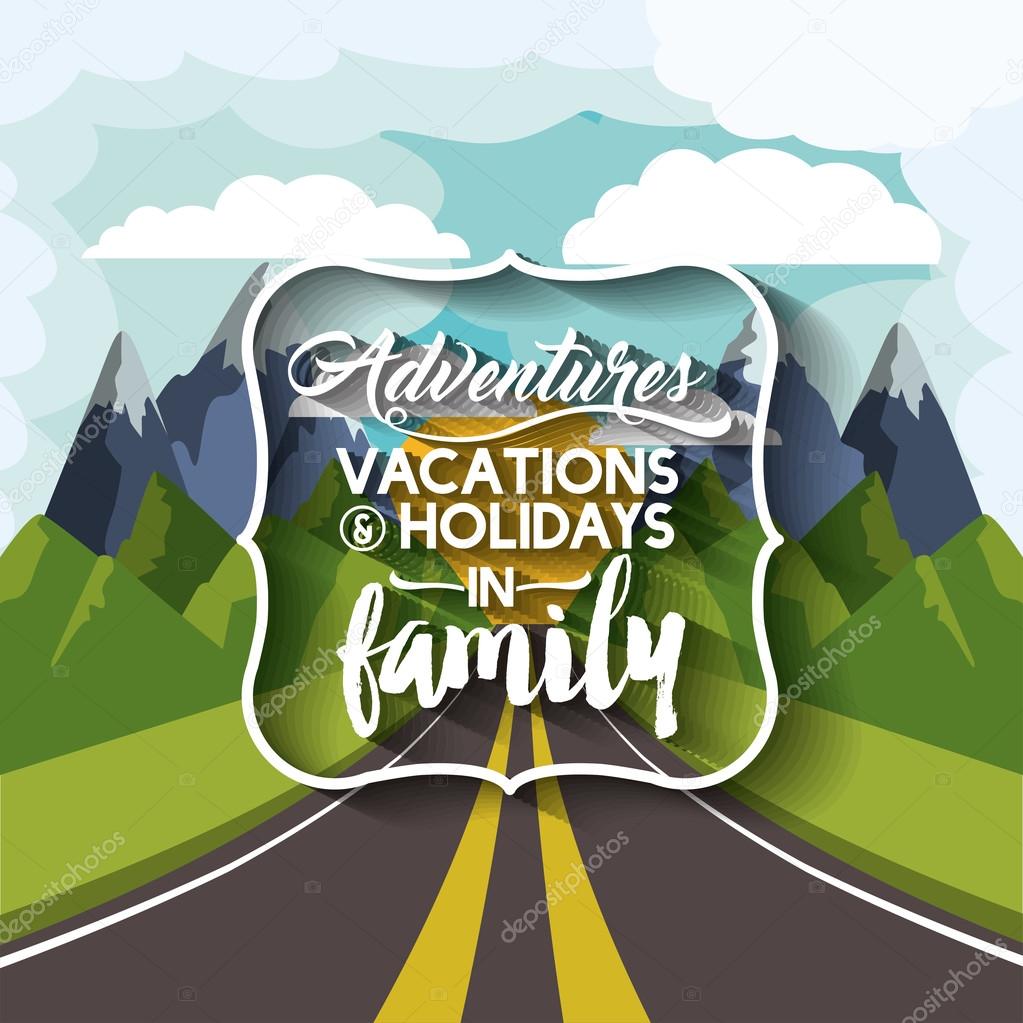 Family holiday message with landscape background isolated icon d Stock ...