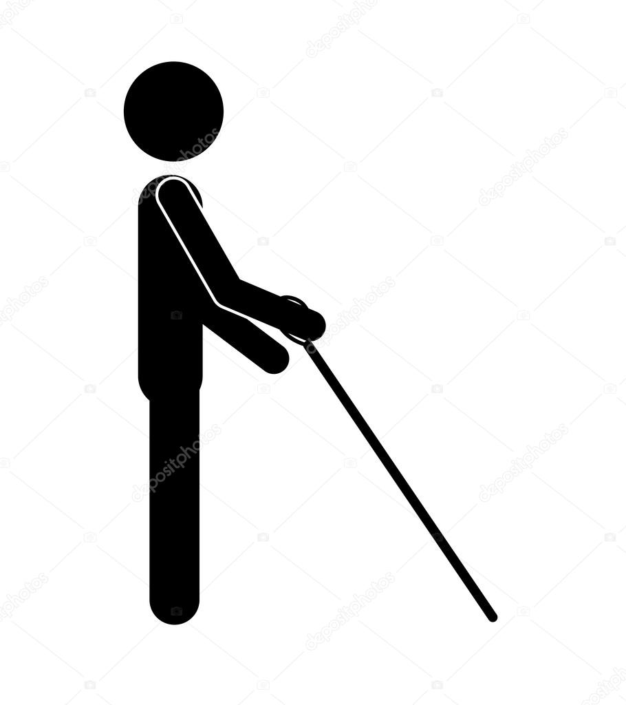 Blind Man Logo Blind Man With Stick Line Icon Stock Illustration