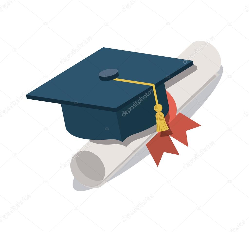 Diploma with graduation hat isolated icon Stock Vector Image by ...