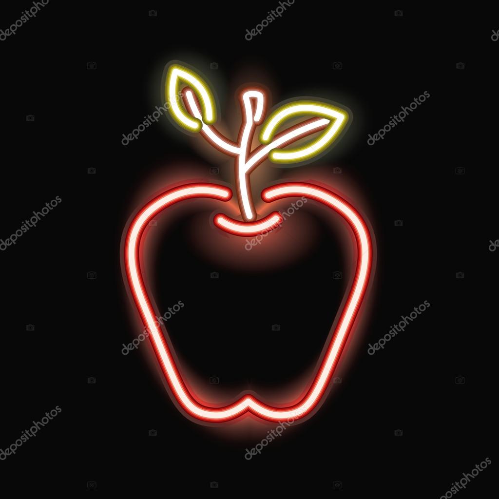 Neon apple silhouette icon Stock Vector Image by ©grgroupstock #124031764