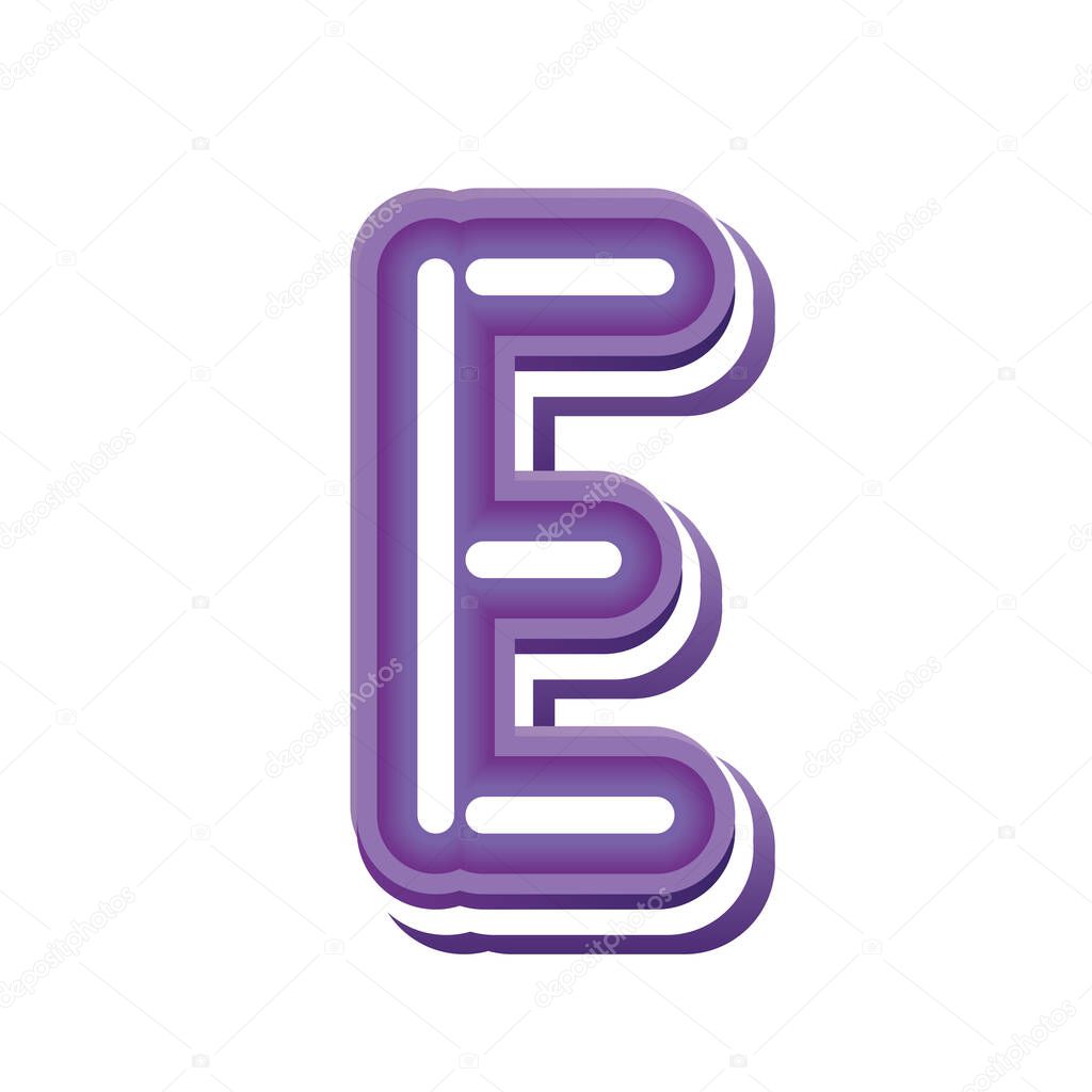 Letra E en púrpura neón fuente Vector de stock por ©grgroupstock 429738314