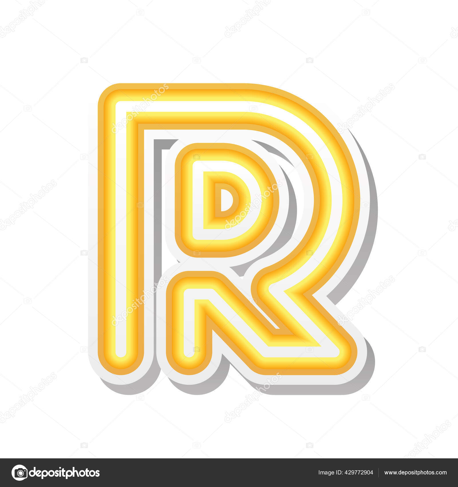 Letter R in orange neon font Stock Vector by ©grgroupstock 429772904