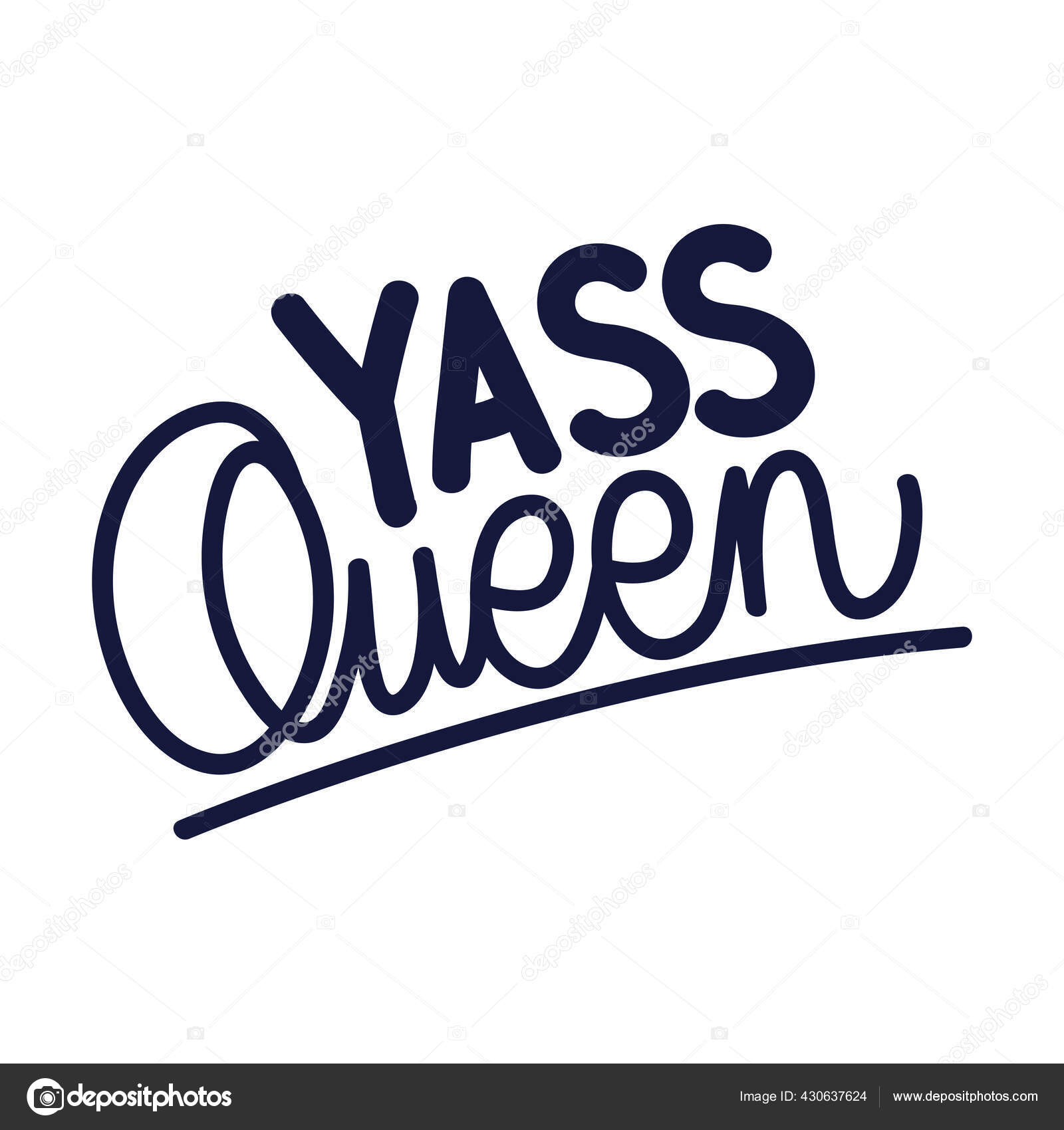 Yass queen lettering on white background Stock Vector Image by ...
