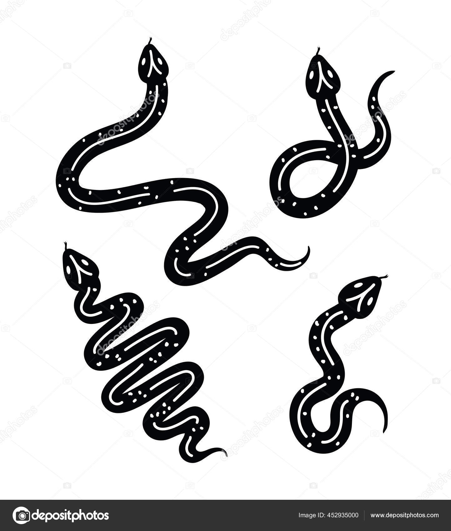 Set of minimalist tattoo of snakes Stock Vector by ©grgroupstock 452935000