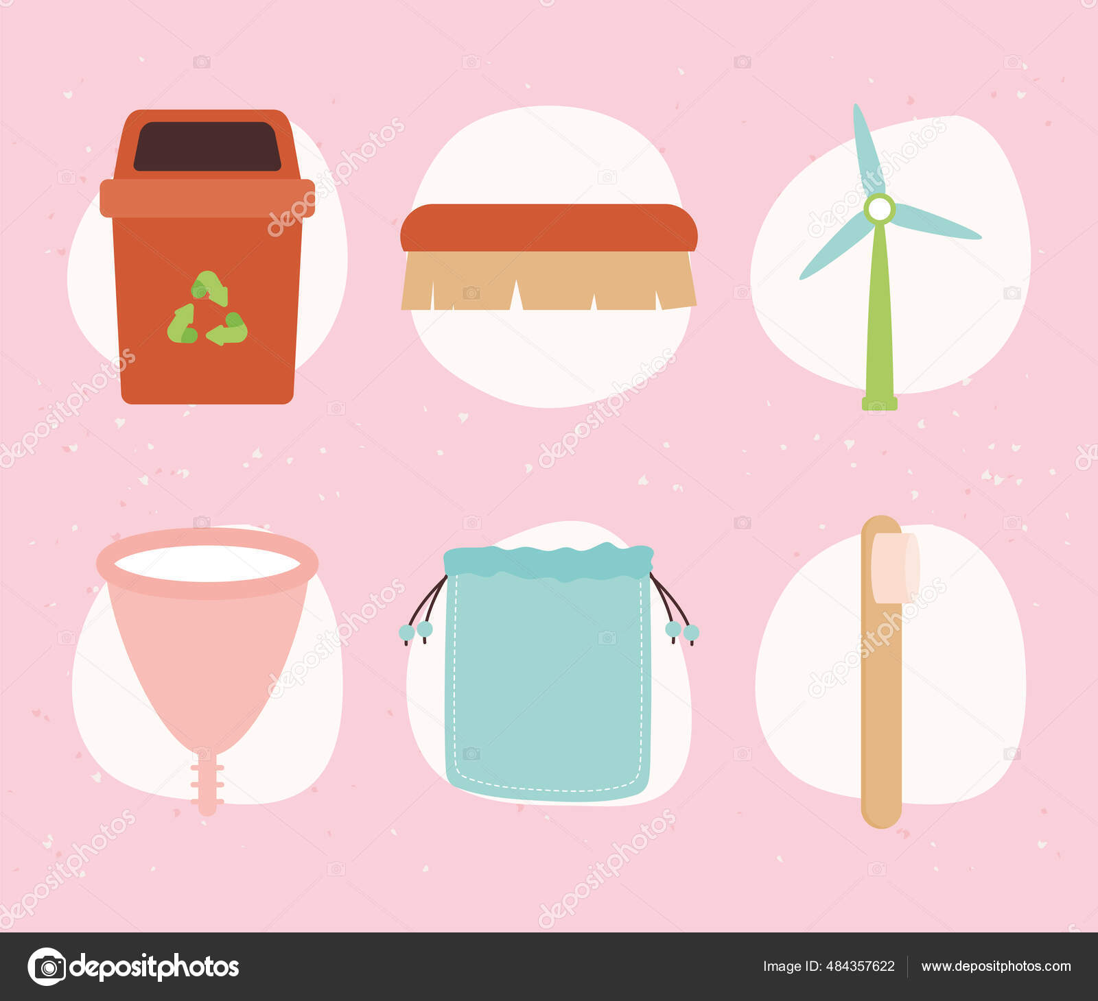 Six ecology items Stock Vector by ©grgroupstock 484357622