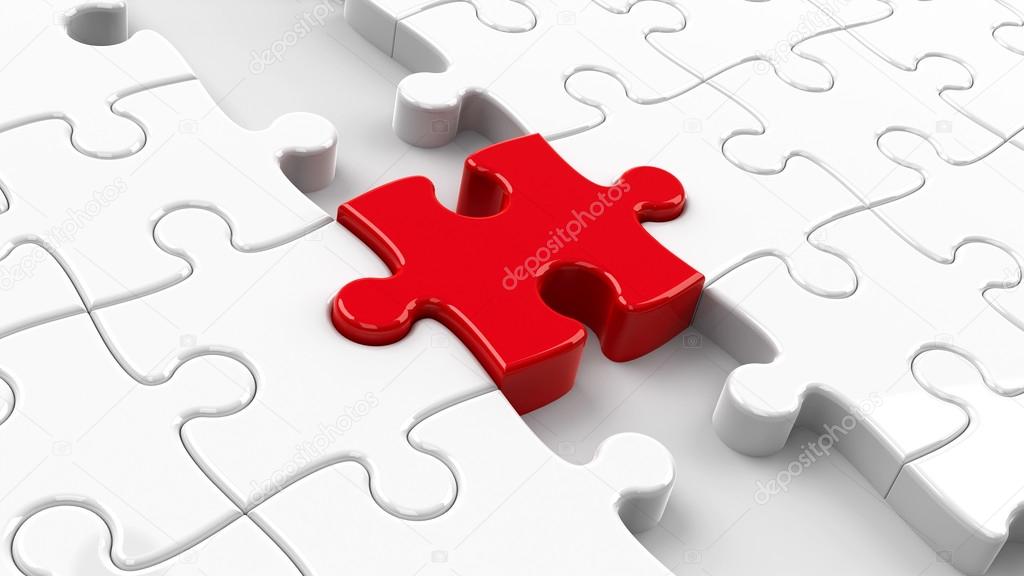 Red puzzle connection closeup #2 Stock Photo by ©Oakozhan 104445476