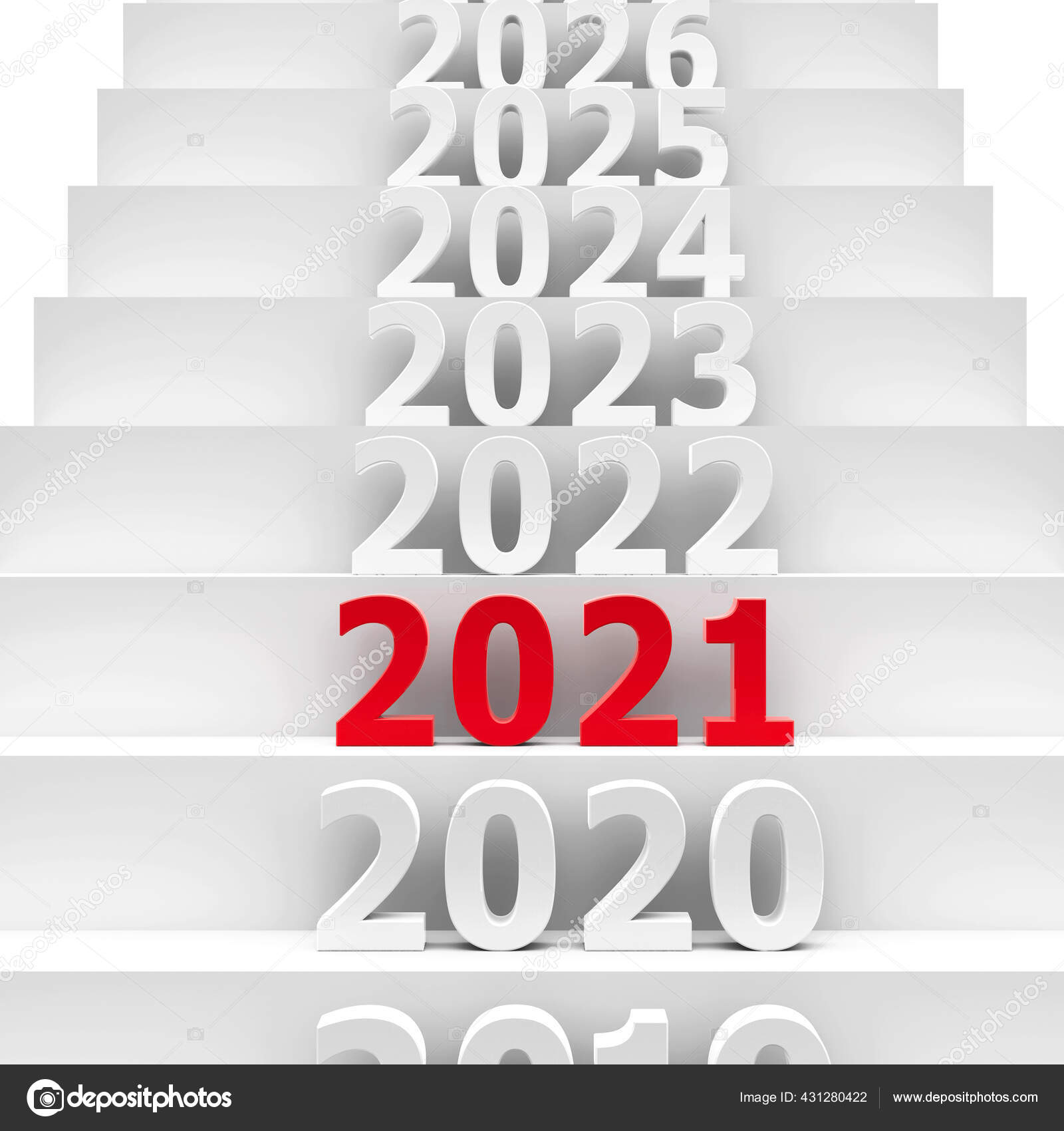 2021 Future Podium Represents New Year 2021 Three Dimensional Rendering ...