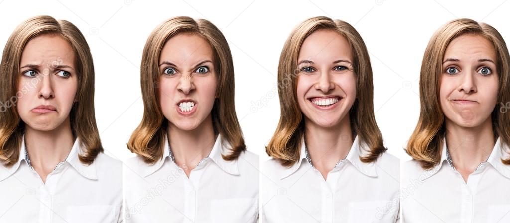 Young woman with different expressions — Stock Photo © kotin #121851134