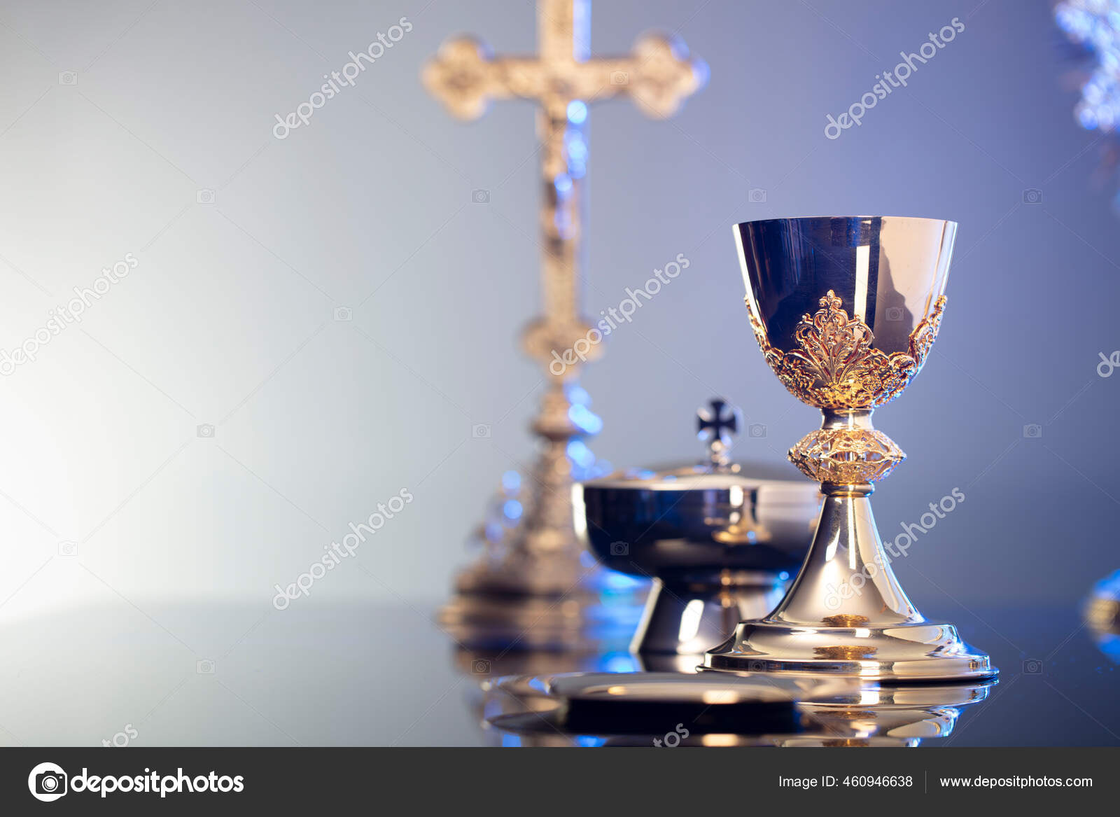 Religion Theme Easter Catholic Symbols Composition Cross Monstrance ...