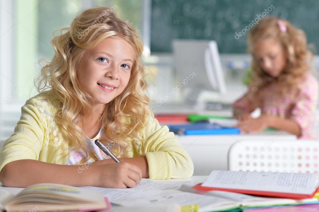 Beautiful little girls at class — Stock Photo © aletia #122830072