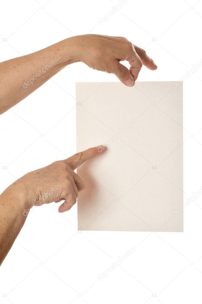Hands holding blank paper Stock Photo by ©aletia 53027631